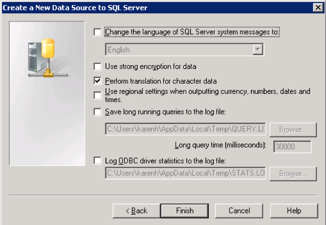 How to test SQL Server connection using ODBC