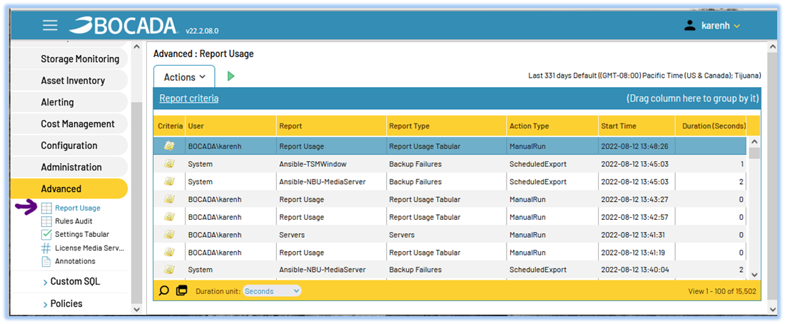 Auditing the Bocada Application Usage - How To Document